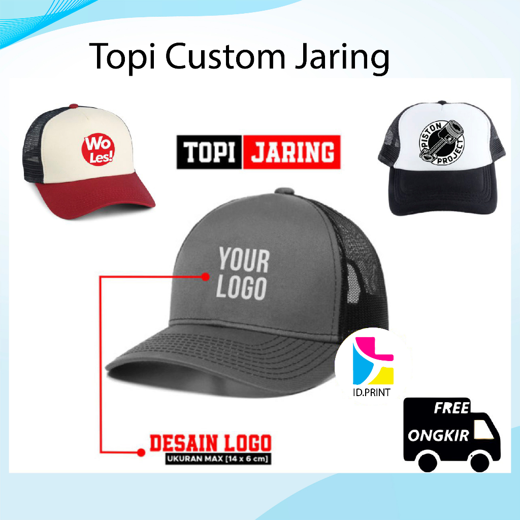 Jual TOPI TRUCKER CUSTOM SATUAN | JARING | CUSTOM TEXT/LOGO | Shopee ...