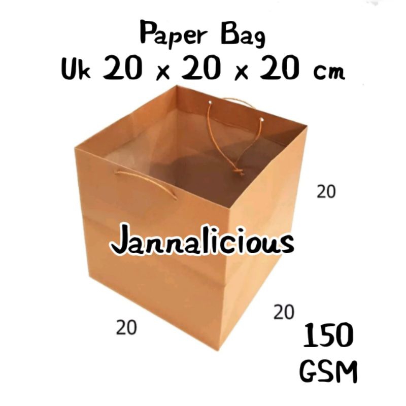 Jual Paper Bag / Tas Kantong Kertas Kraft Coklat Polos Kotak Uk. 20 x ...