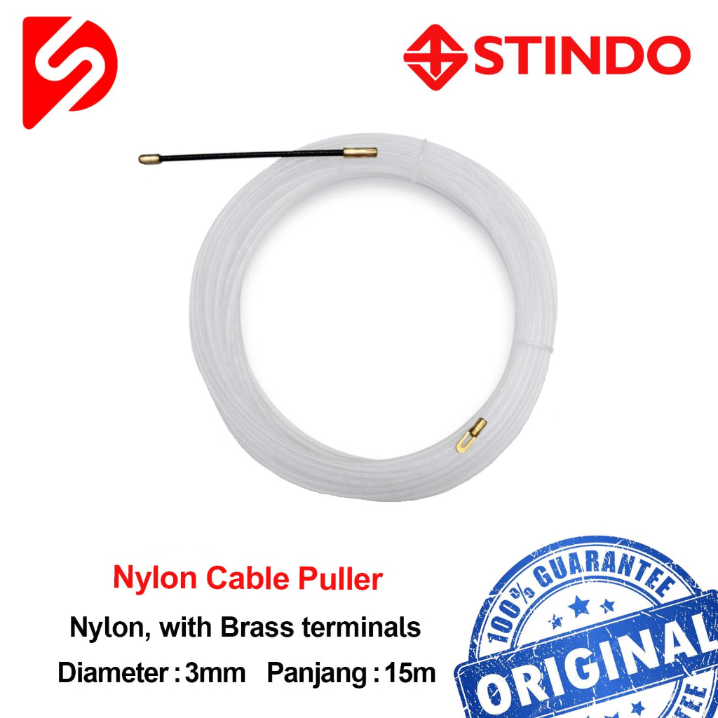 Jual Nylon Cable Puller (Penarik Kabel) Trackper 15mtr 3mm Putih STINDO ...