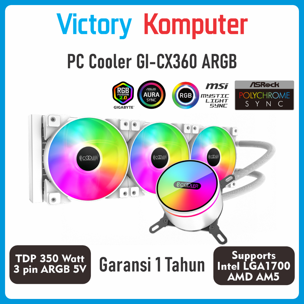 Jual PCCooler GI-CX360 White ARGB AIO Liquid CPU Cooler 360mm (Intel ...