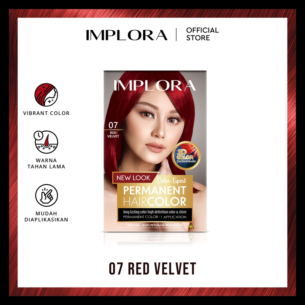 Jual IMPLORA New Permanent Hair Color Red Velvet | Cat Rambut Implora ...