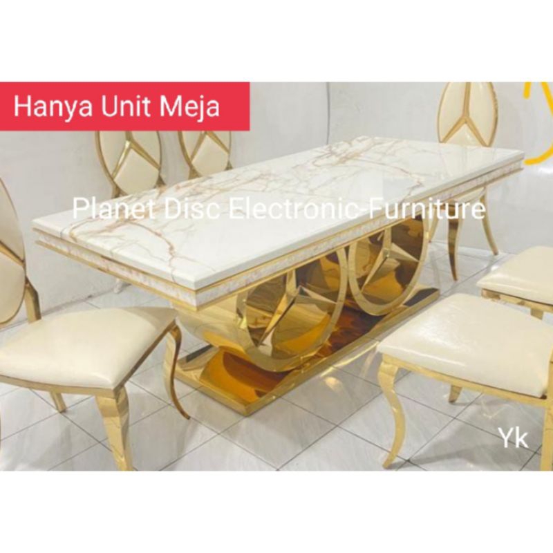 Jual Meja Makan Marmer 200cm kaki stainless Gold Dining Table | Shopee ...