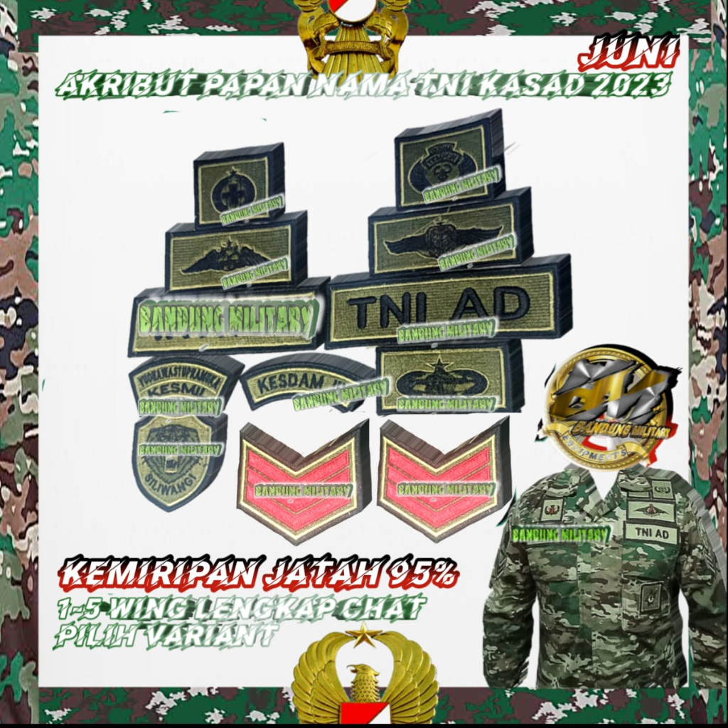 Jual BORDIR TNI AD KASAD 2022 PAKETAN PAPAN NAMA CAMPUR BAHAN BENANG JATAH KEMIRIPAN 85% UKURAN ...