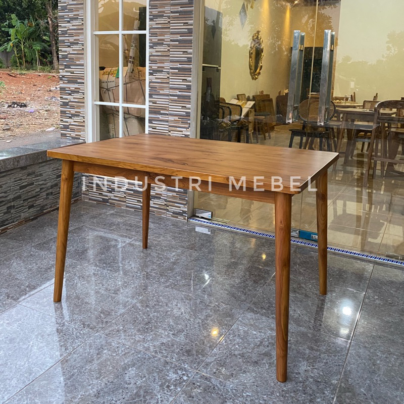 Jual Meja Makan Restoran Cafe Jati Minimalis Modern Scandinavian Retro ...