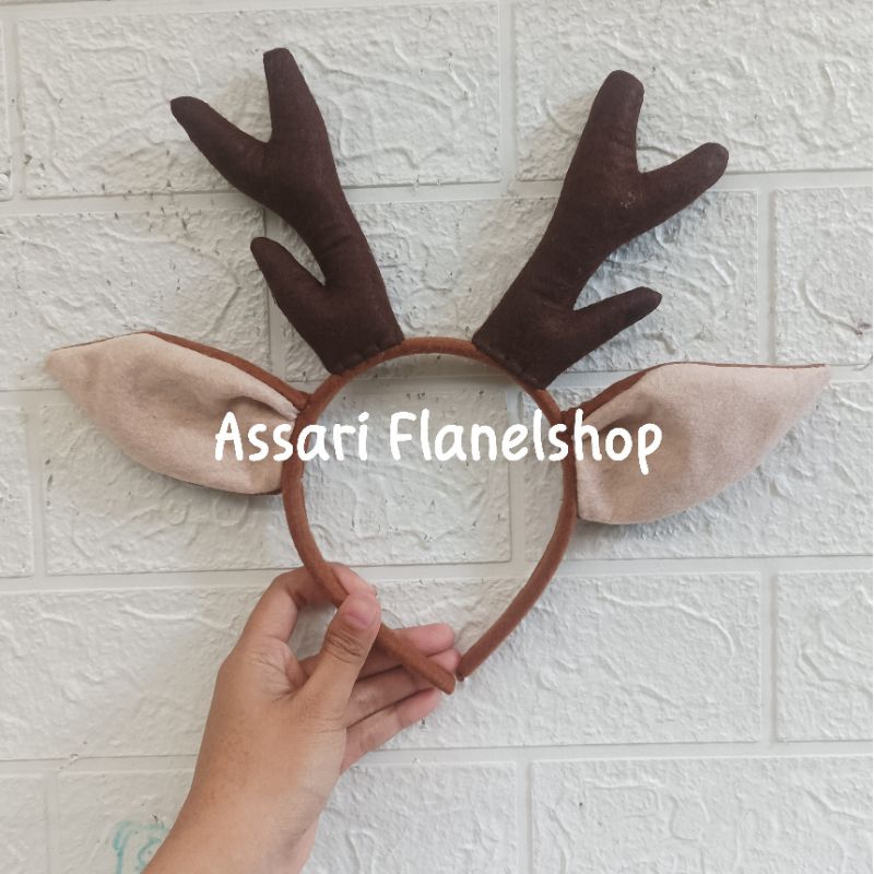 Jual Bando flanel karakter tanduk dan telinga rusa natal christmast ...