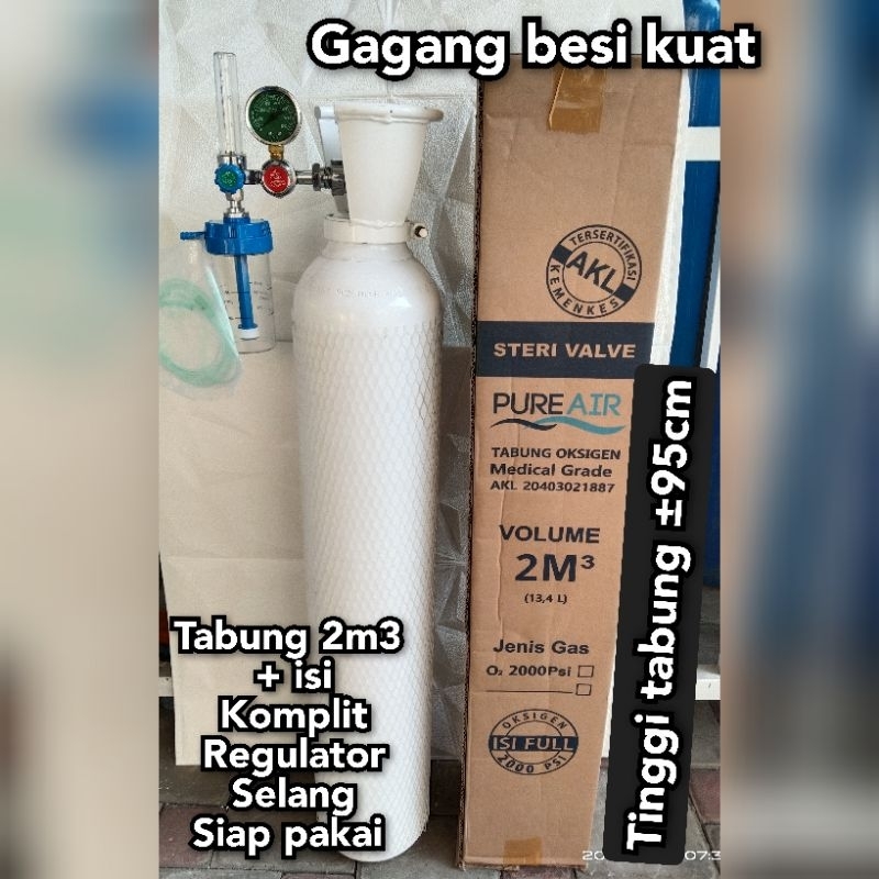 Jual Tabung oksigen 2m3 untuk medis pernafasan komplit siap pakai | Shopee Indonesia