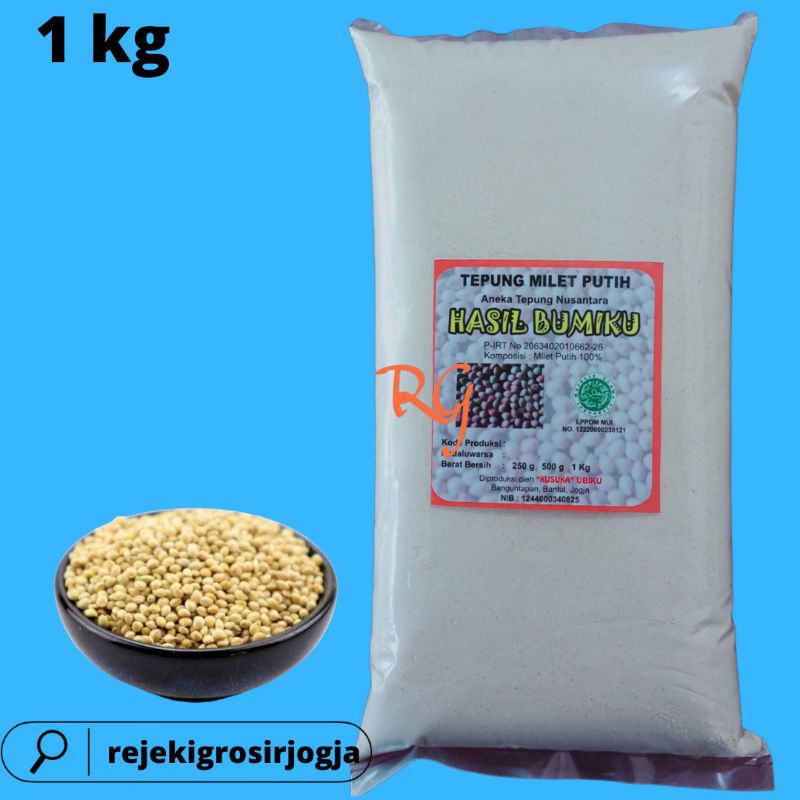 Jual Tepung Millet Putih Organik kemasan 1 KG/Tepung Milet Putih ...
