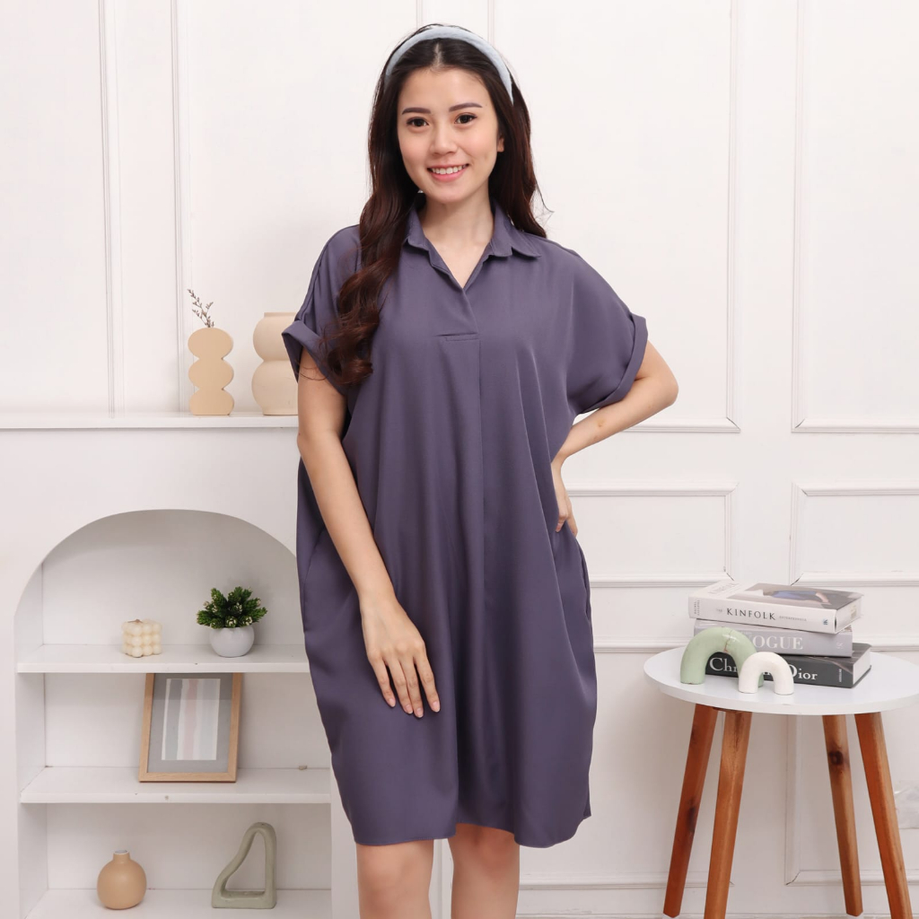 Jual Ayako Fashion Dress calista/ midi dress polos casual basic bahan shakila premium big size ...