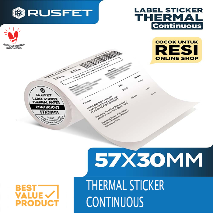 Jual Label Thermal Stiker CONTINUOUS 57x30 Thermal Sticker 57 x 30 mm ...