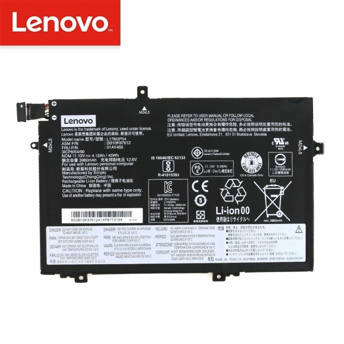Jual Baterai Battery Laptop Thinkpad L14 L15 L480 L490 L580 L590 ...