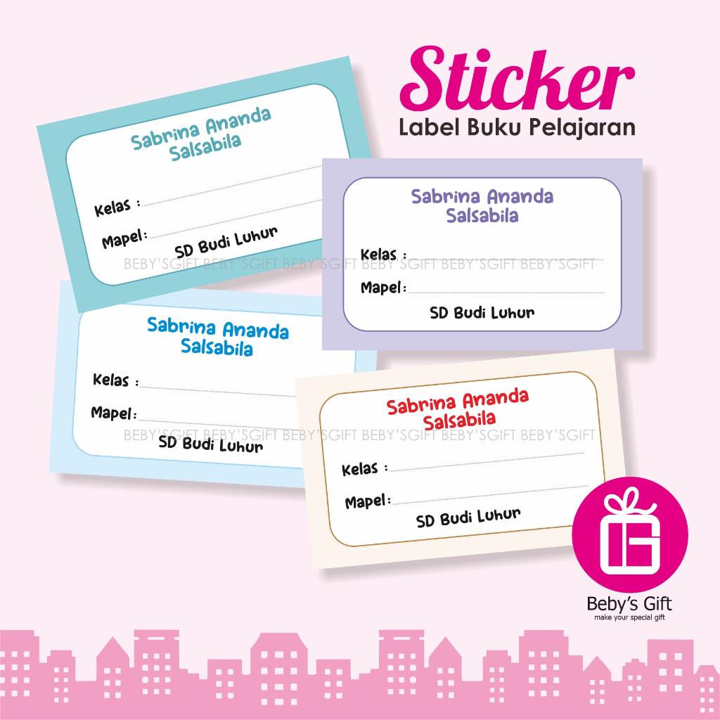Jual Sticker Nama Label Buku Tulis Sekolah Stiker Mapel Polos Tema ...