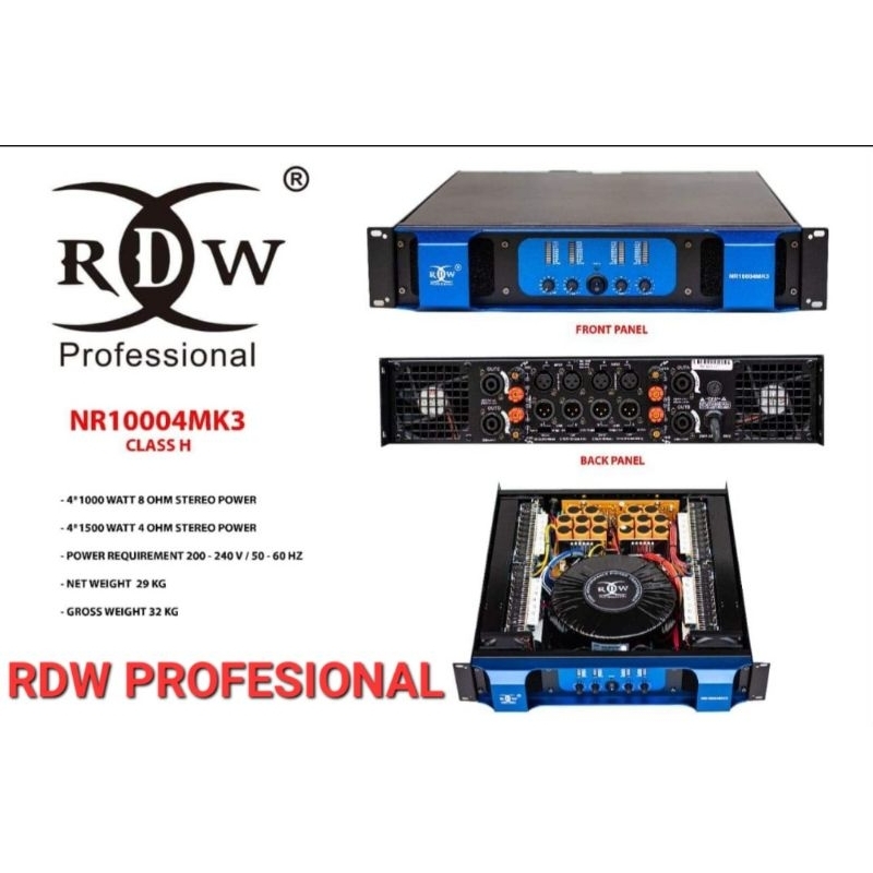 Jual POWER AMPLIFIER RDW NR10004 4 channel Class H Power RDW Class H 4 ...