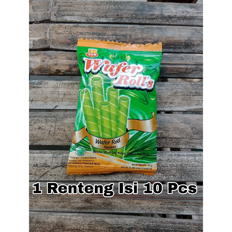 Jual Snack Wafer Roll Rasa Pandan 1 Renteng Isi 10 Pcs | Shopee Indonesia