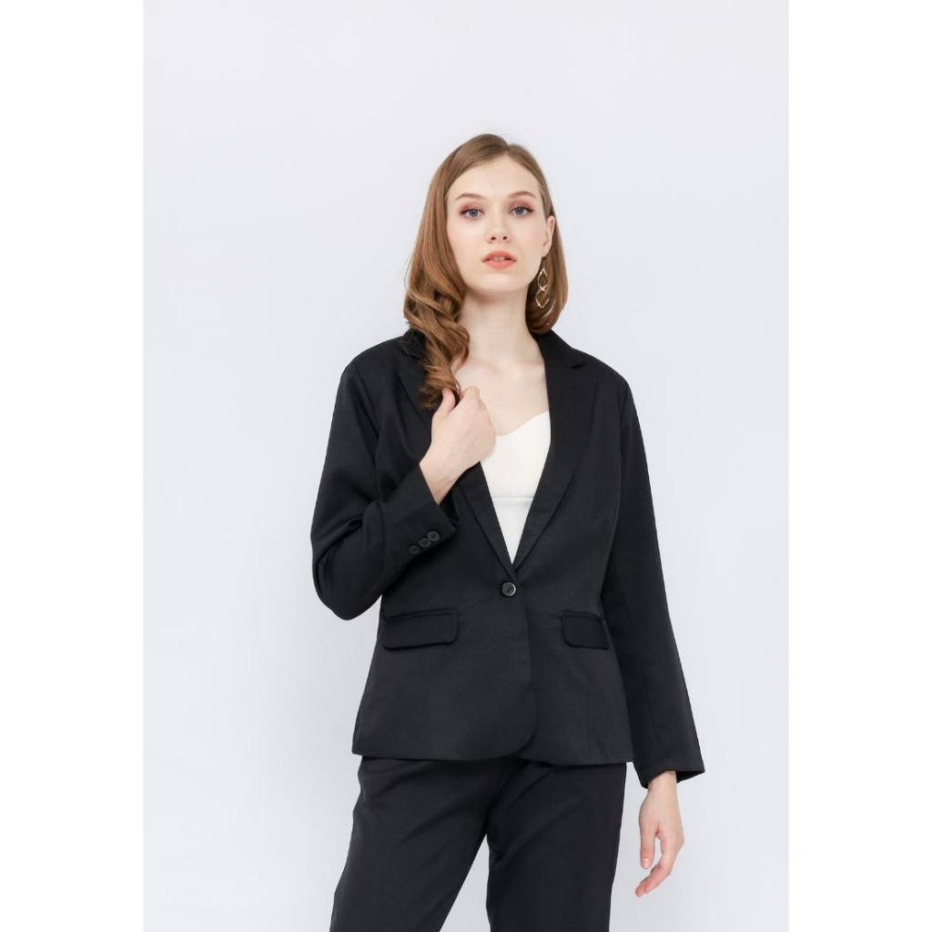 Jual Urban Exchange Blazer Basic Jeslyn Black | Shopee Indonesia