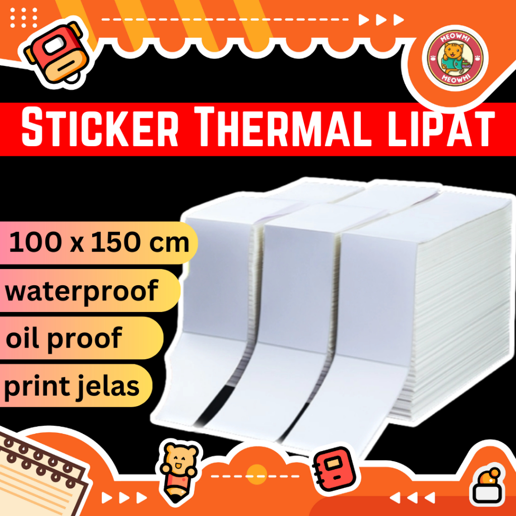 Jual Kertas Sticker Thermal 100 x 150 A6 Label Print Resi isi 500 Lembar Waterproof Oilproof ...