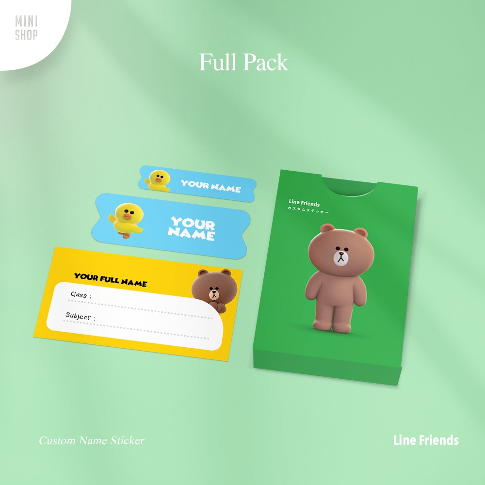 Jual Stiker Nama Custom Waterproof Line Friends ( Brown Cony Sally ...