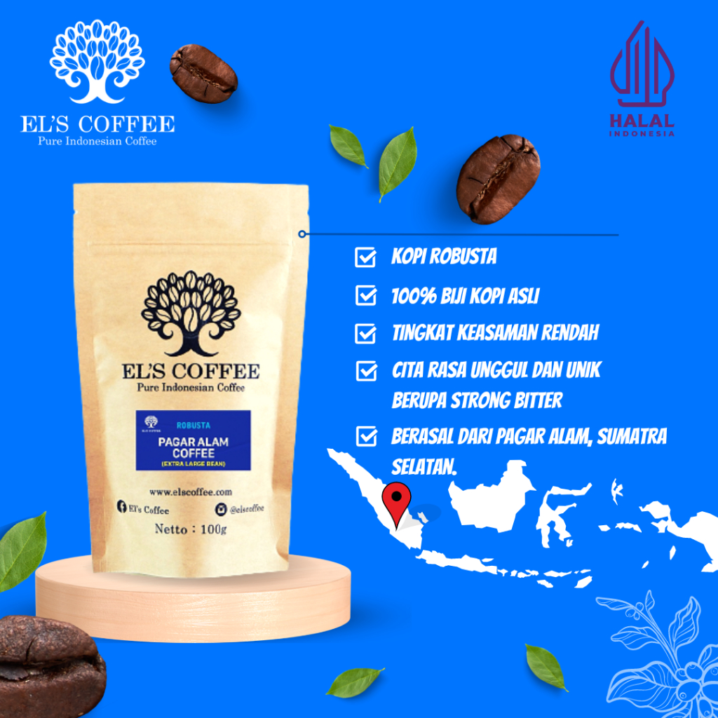 Jual El's Coffee Kopi Pagar Alam Robusta 100Gr Biji Kopi/Kopi Bubuk ...