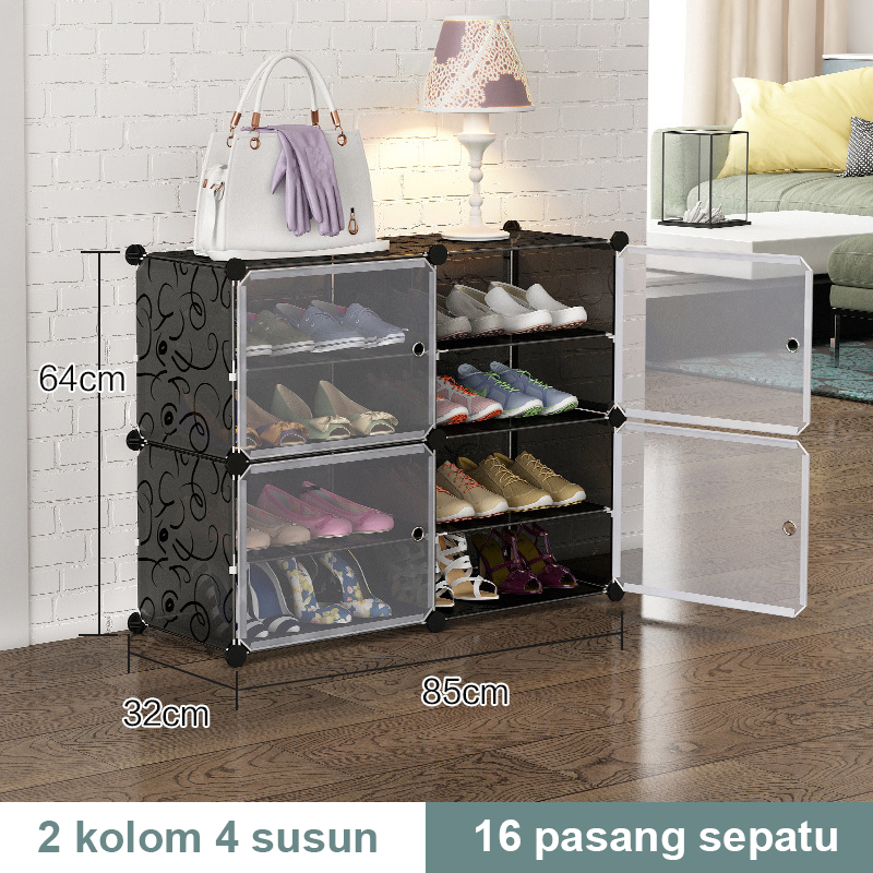 Jual Rak Sepatu Susun Tertutup Aesthetic Lemari Sepatu Plastik ...