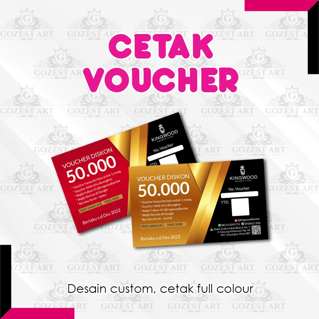 Jual Cetak Voucher Diskon Kupon berhadiah Desain Custom | Shopee Indonesia