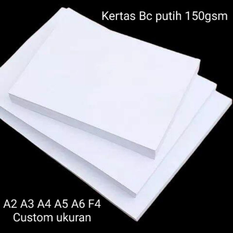 Jual Kertas Bc Putih 150gsm A2 A3+ A3 A4 A5 A6 F4 F5 Kwarto Custom ...