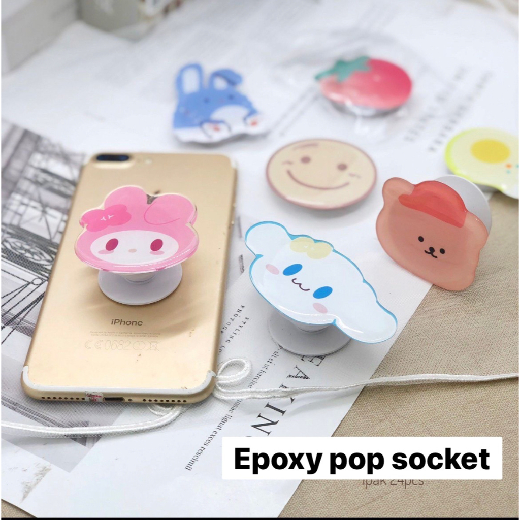 Jual griptok pop socket resin epoxy motif campur cute kawaii standee hp ...