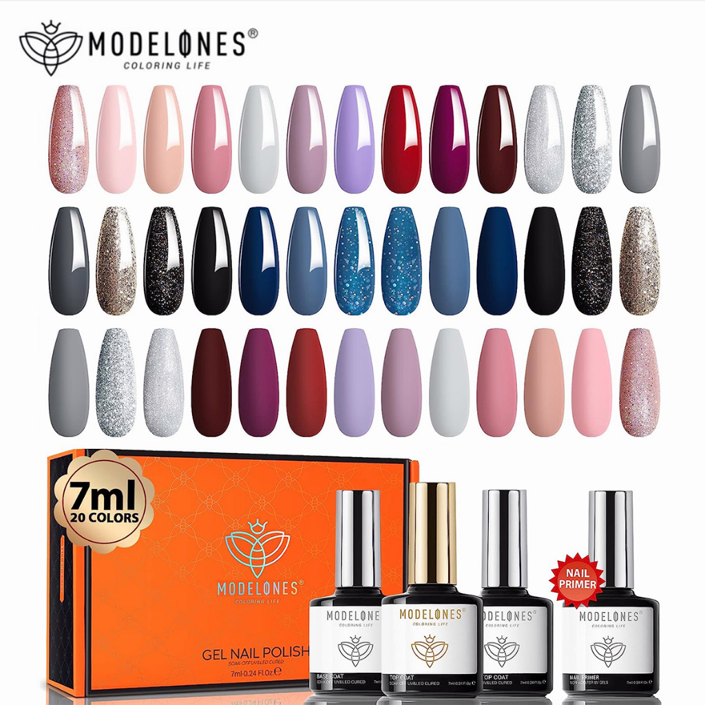Jual Modelones Gel Nail Polish Kit 24Pcs Pastel Musim panas 20 Warna ...