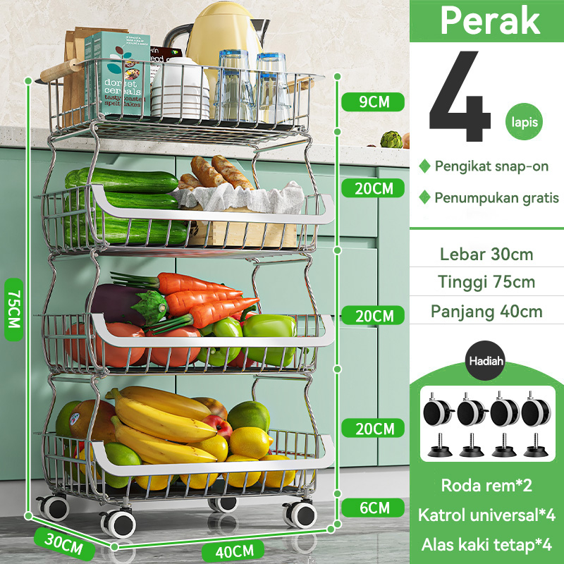 Jual Rak multifungsi dapur rak keranjang buah dan sayuran rak keranjang ...