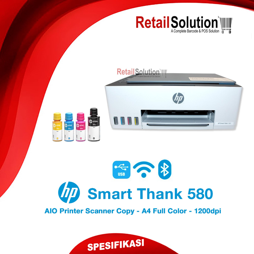 Jual Printer AIO Scanner WiFi Bluetooth Infus A4 - HP Smart Tank 580 ...
