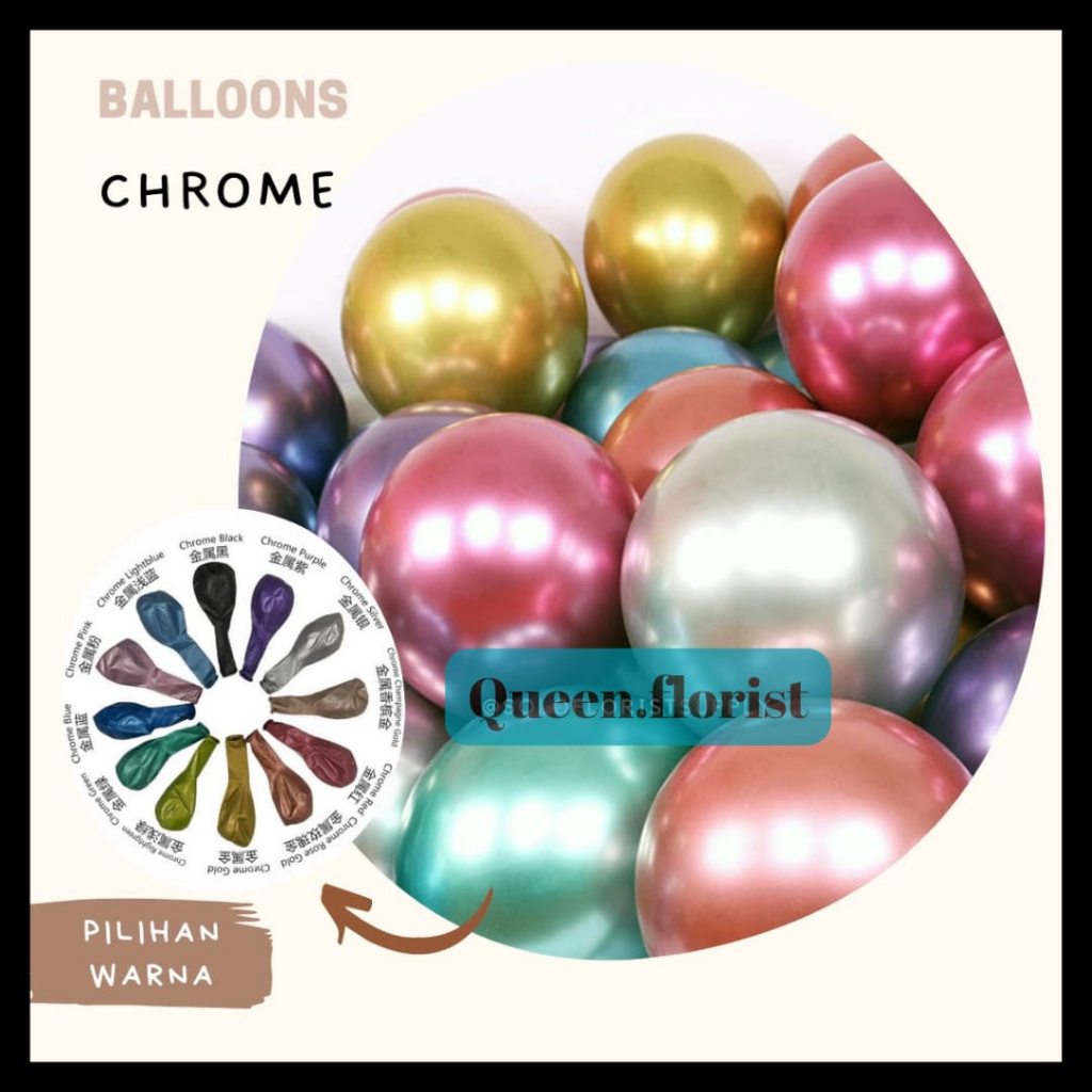 Jual 1PACK ISI 100PCS / 50PCS BALON LATEX METALIK CHROME BALLON 12 INCH ...