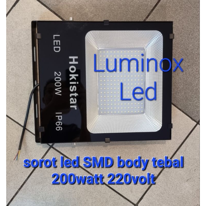 Jual lampu sorot tembak led hokistar 200watt 200w - flood light smd hokistat 200 watt 200 w body ...
