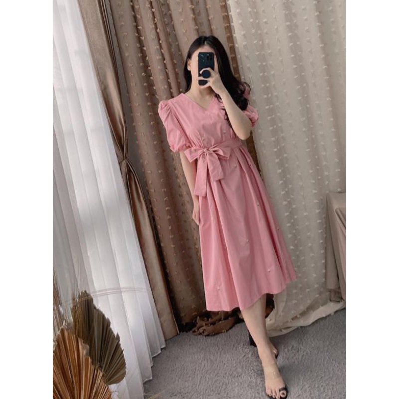 Jual Renia Dress || Dress Katun Korea Bordir Bunga || Vaeesan | Shopee ...