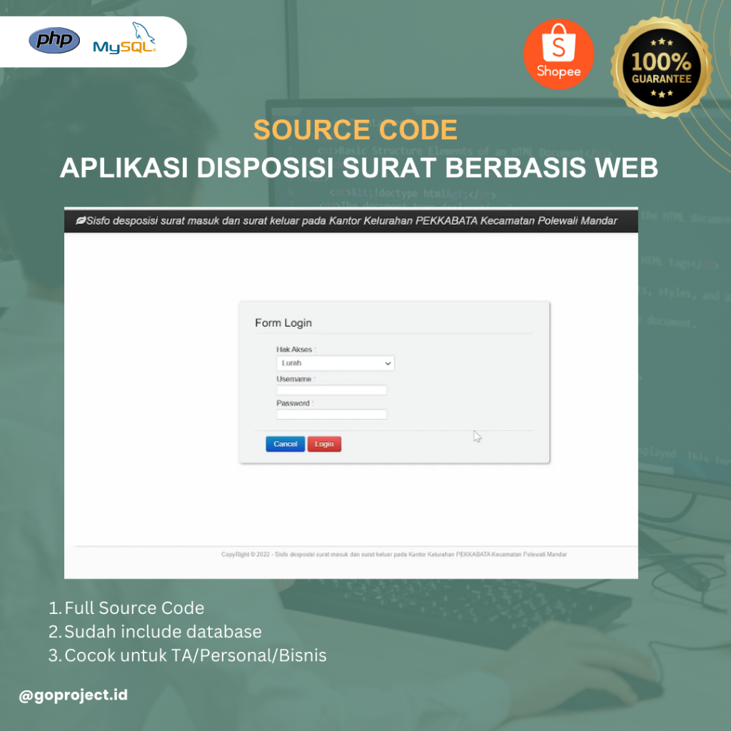 Jual SOURCE CODE APLIKASI DISPOSISI SURAT BERBASIS WEB | Shopee Indonesia