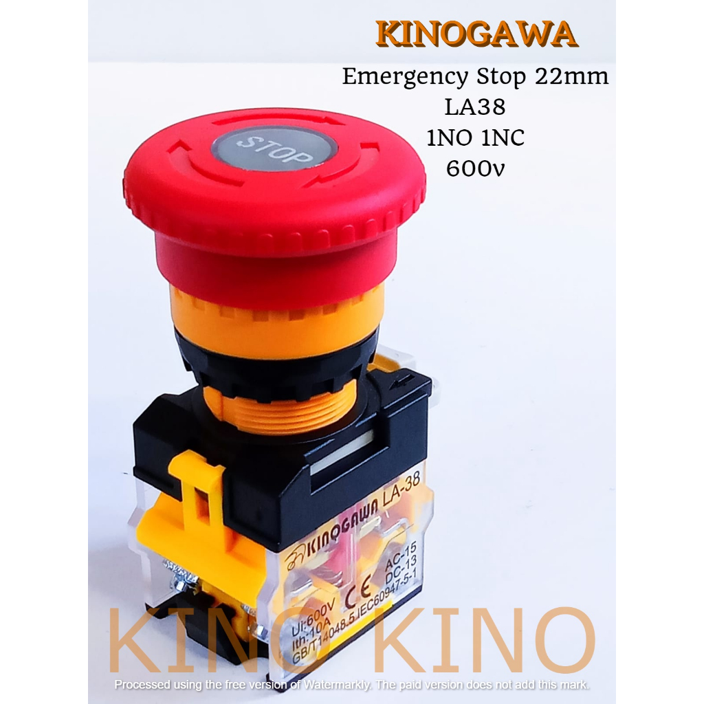 Jual Emergency Stop 22mm LA38 - Push Lock Emergency - 1NO 1NC - KINOGAWA | Shopee Indonesia