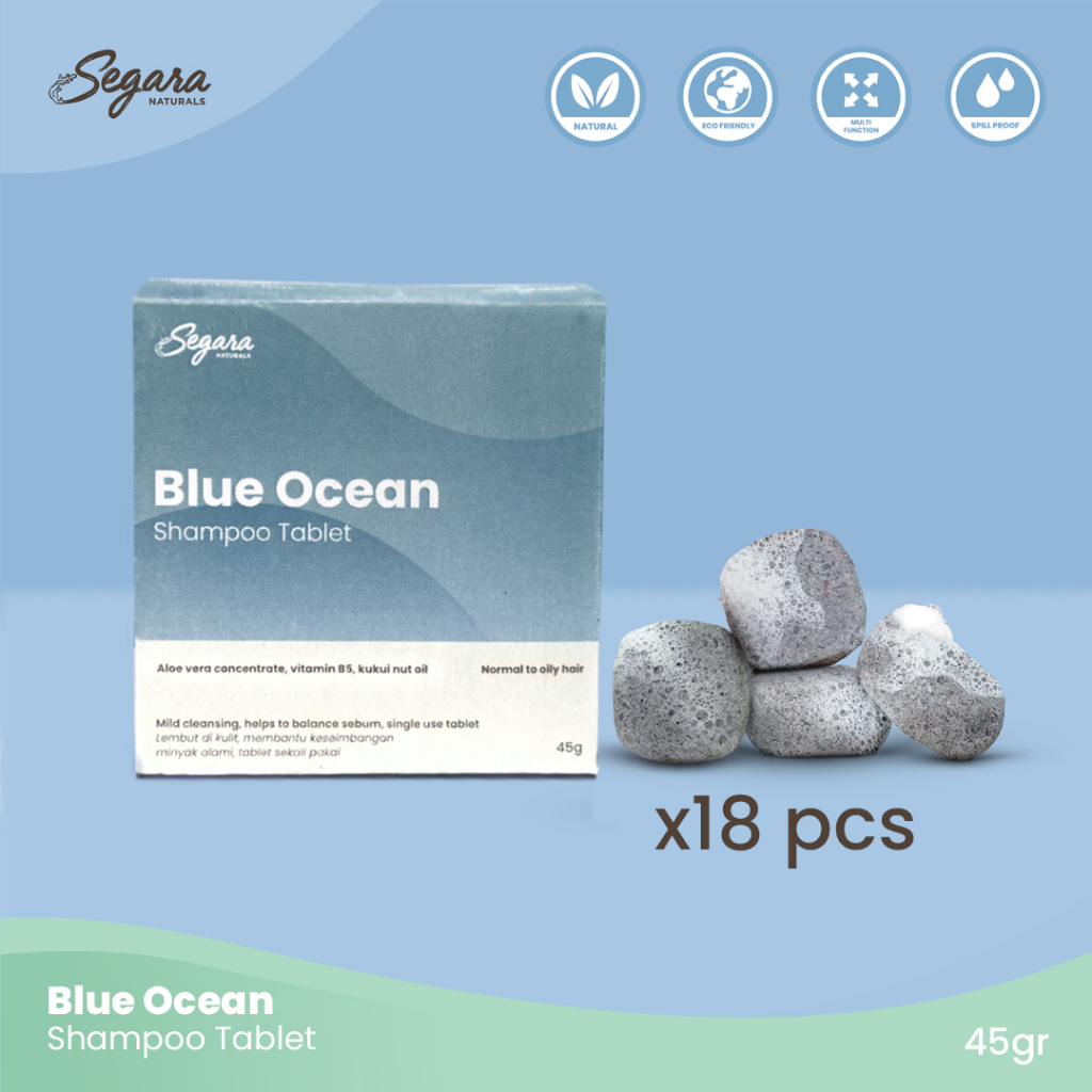 Jual SEGARA Blue Ocean Shampoo Tablet - Shampoo Travel Size Anti Rontok ...
