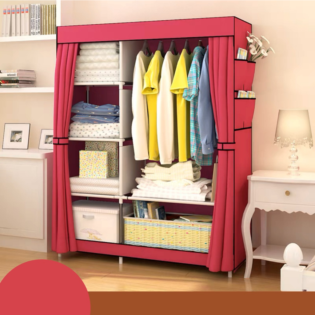 Jual Rak Baju dengan tutup resleting lemari kain Plastik Portable NT105 ...