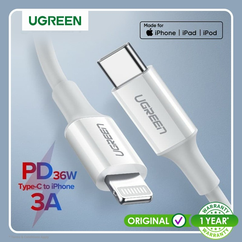 Jual Cable Data USB C to iPhone Lightning MFI UGREEN PD Fast Charging Kabel | Shopee Indonesia