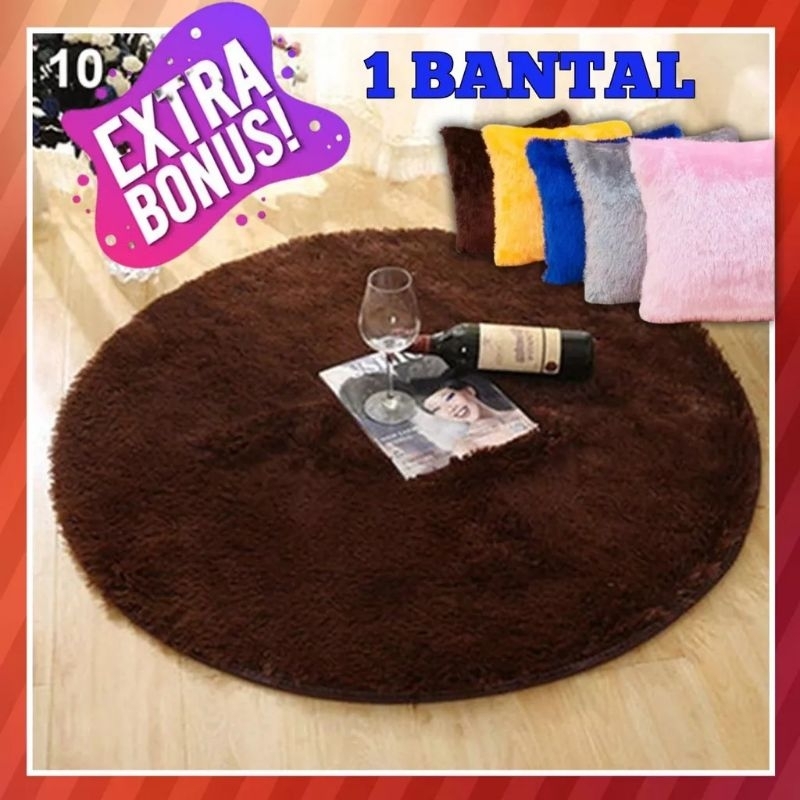 Jual Karpet Bulu Bulat Diameter 100x100 Karpet Lantai Ruang Tamu Alas ...