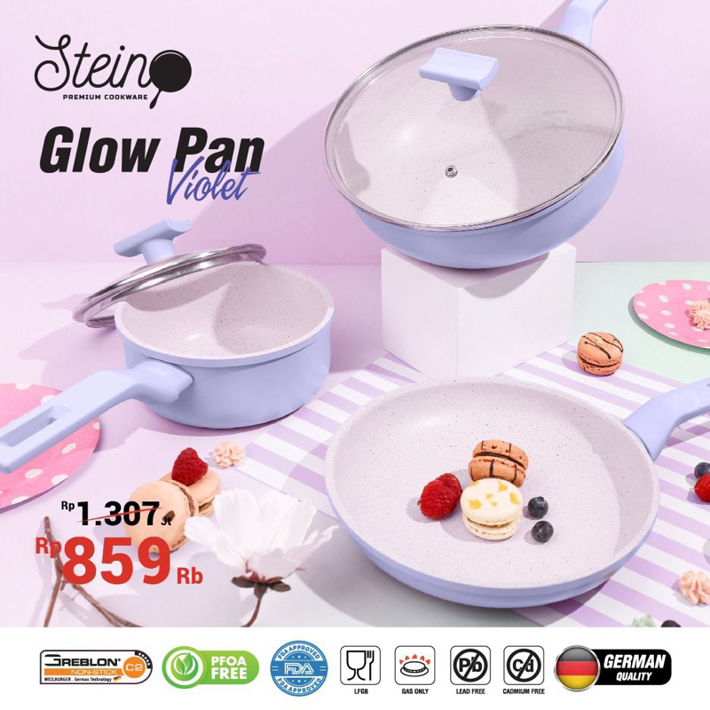 Jual GLOW PAN SERIES by Steincookware / Av : PINK & BLUE / Panci Set ...