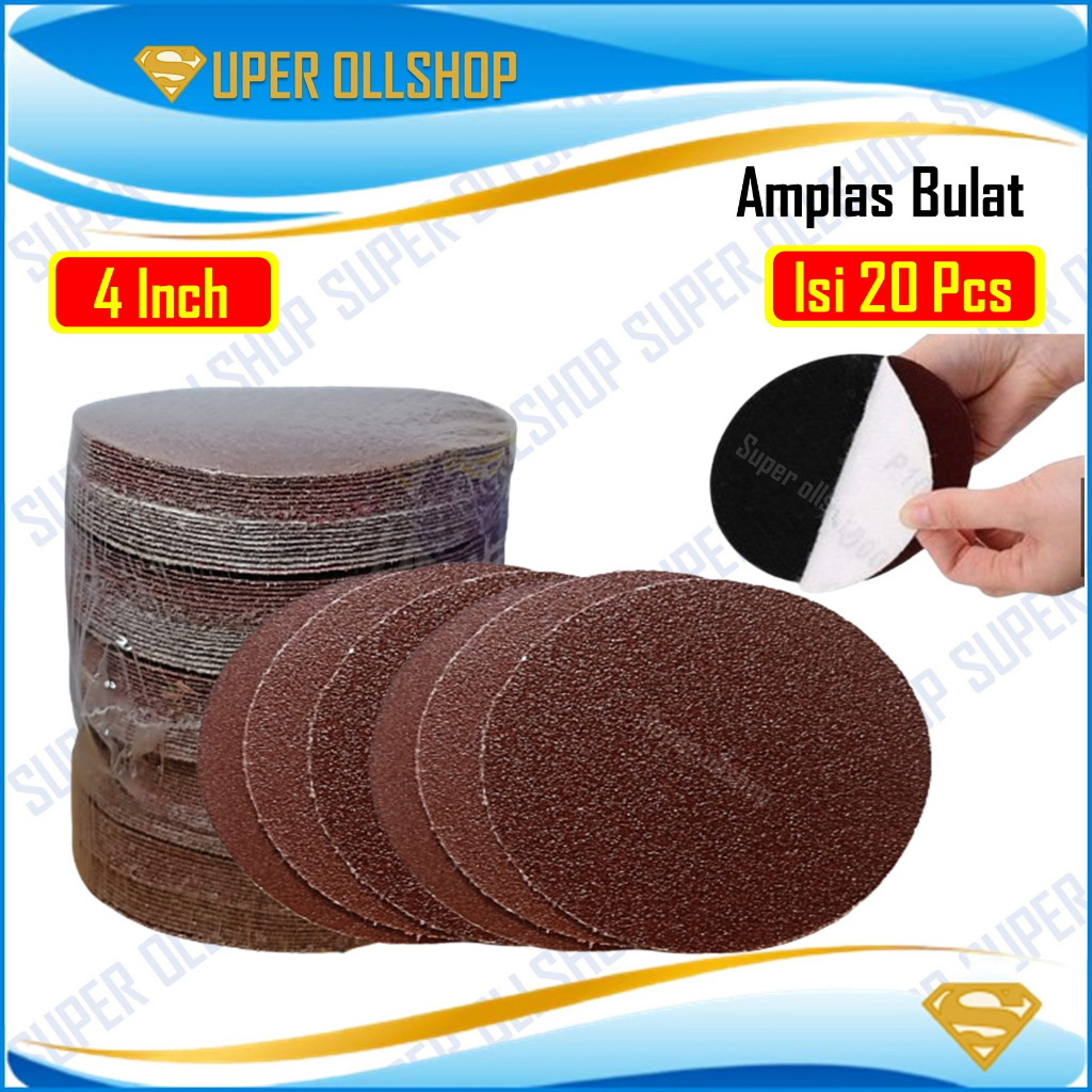 Jual Amplas Bulat Velcro 4" Inch / Amplas Tempel Gerinda 4" Grit 60# 80 ...