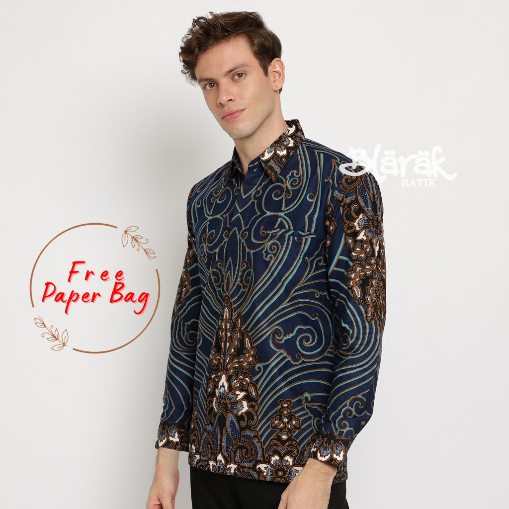 Jual BLARAK - Baju Batik Pria Aswangga Biru | Shopee Indonesia