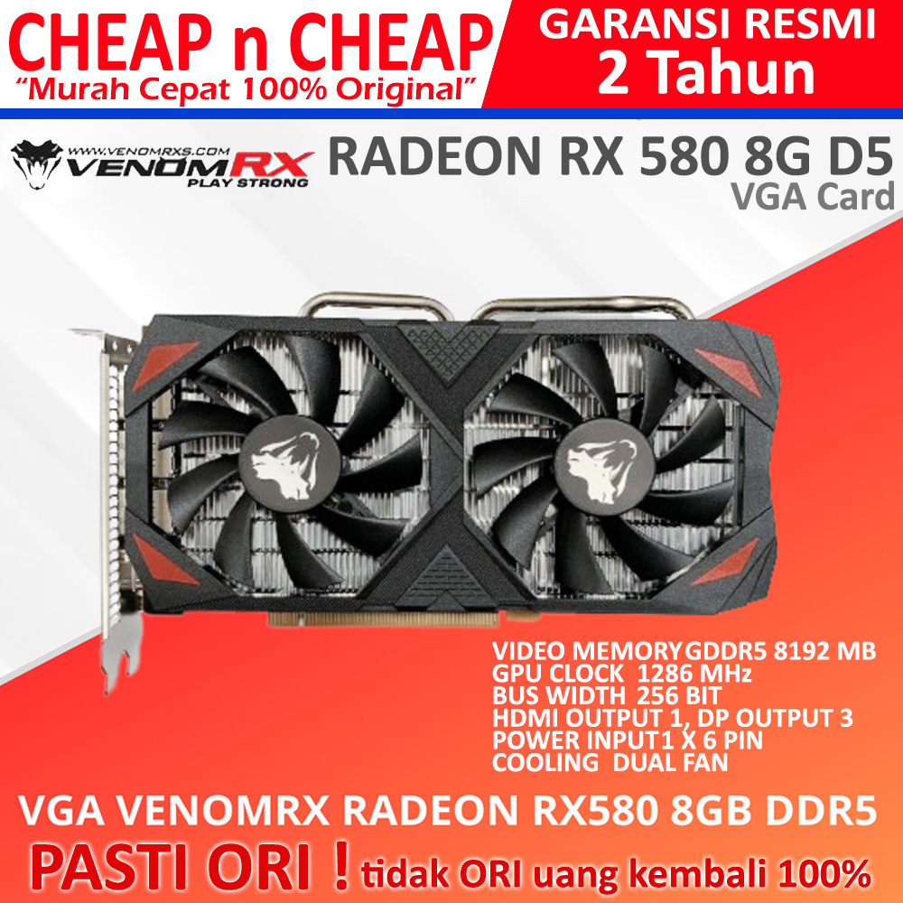 Jual VENOMRX RADEON RX 580 8G D5 256 bit VGA Card Venom RX 8GB RX580 DDR5 | Shopee Indonesia