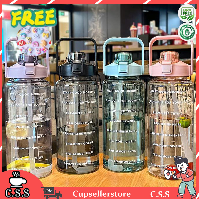 Jual 2000ML Botol Minum 2 Liter Botol Minum Kekinian Botol minum Jumbo 2 LITER Motivasi Penanda ...