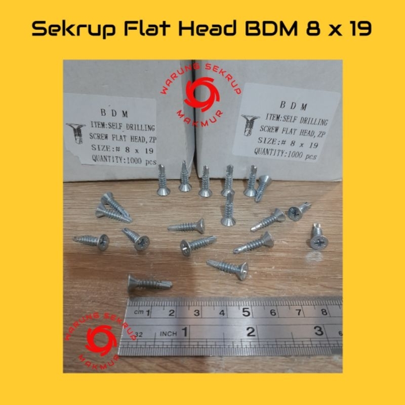 Jual (100 pcs) Sekrup Roofing SDS FH 8x19 BDM / Skrup Flat Head 2CM ...