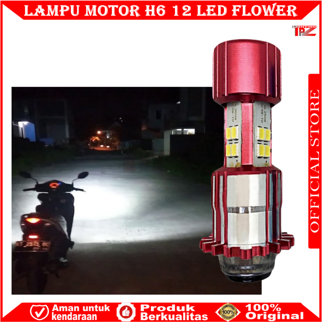 Jual ORIGINAL LAMPU BOHLAM LED MOTOR H6 3 SISI 12 LED | lampu led motor ...