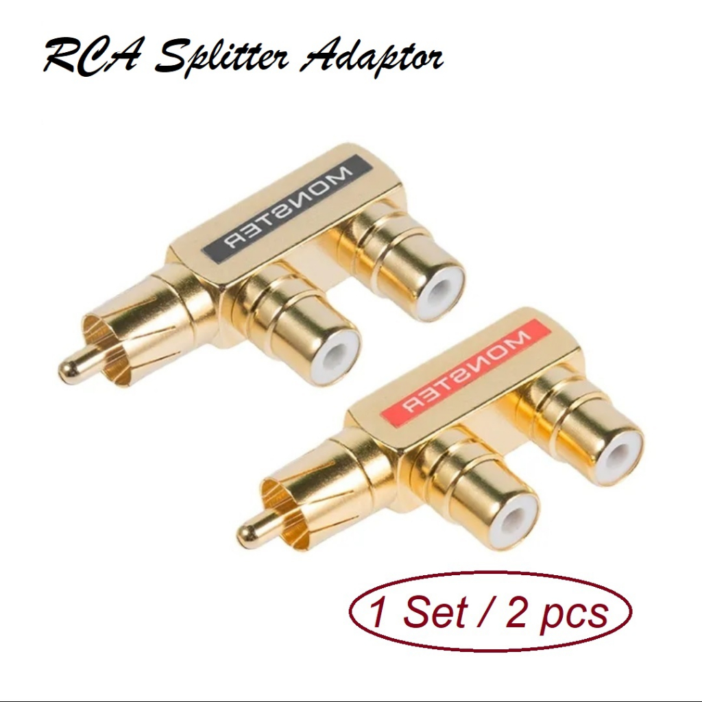 Jual RCA Splitter Plug Adaptor 1 Male To 2 Female Gold Plated | Shopee ...