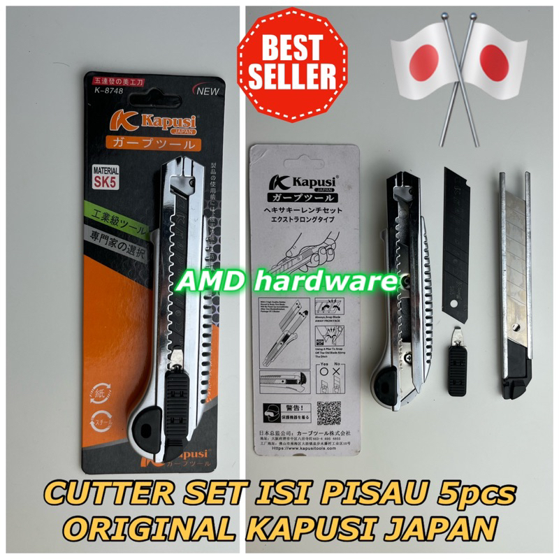 Jual Pisau Cutter Set isi 5pcs Original KAPUSI Japan SK-5 Silet Kater ...