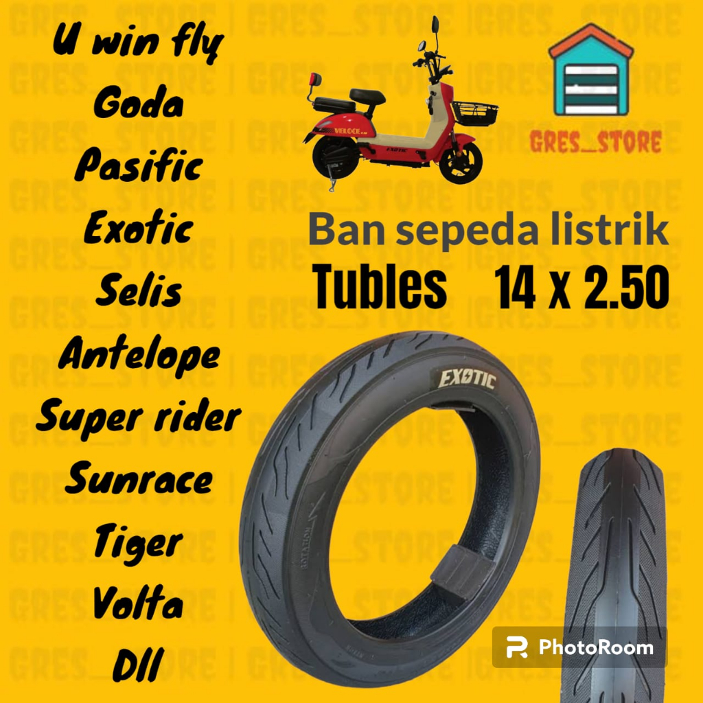 Jual BAN SEPEDA LISTRIK TUBELESS BAN SEPEDA LISTRIK 14 X 2.50 BAN SELIS ...