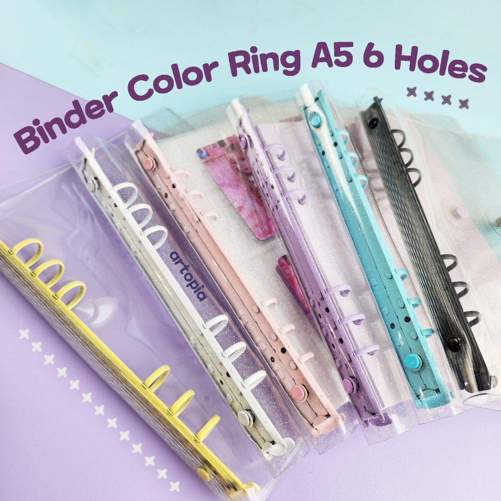Jual [Artopia] [A5 6 Holes] Color Ring Binder Transparent 6 Ring Lubang ...