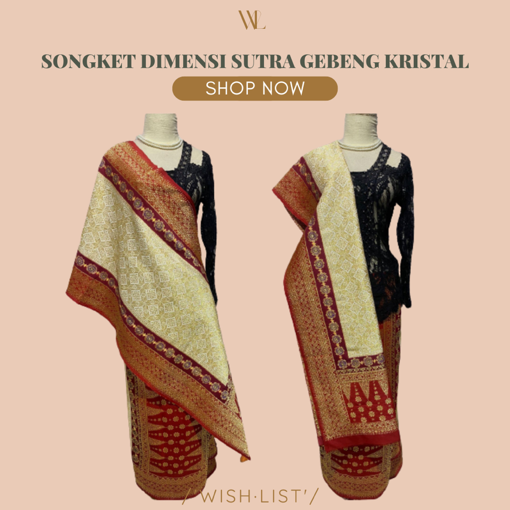 Jual Kain Tenun Bahan Tradisional DIMENSI SUTRA GEBENG KRISTAL Songket Kekinian Selendang Murah ...