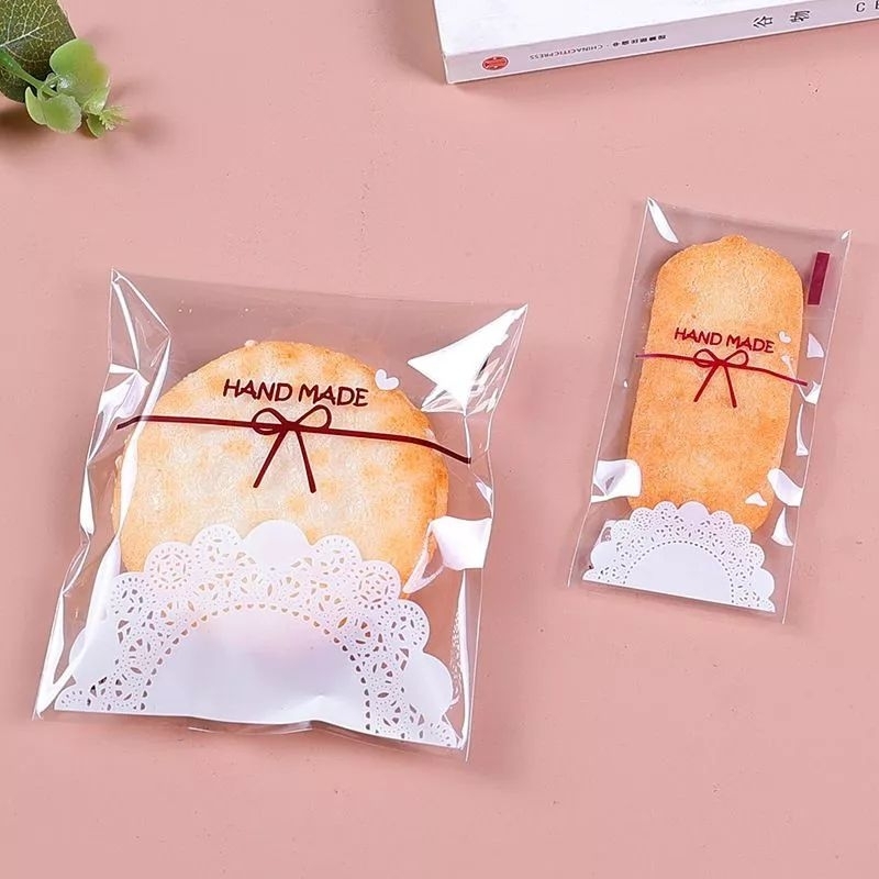 Jual 10x10cm 100pc plastik cookies roti plastik OPP plastik donut ...